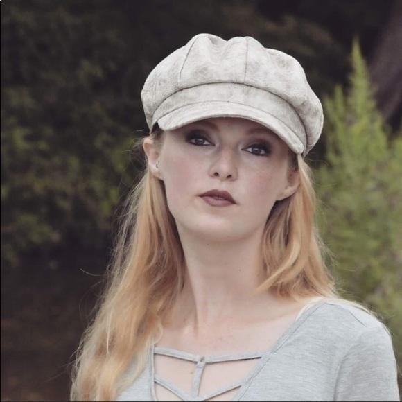 Accessories | Taupe Cracked Vegan Leather Conductors Hat | Poshmark
